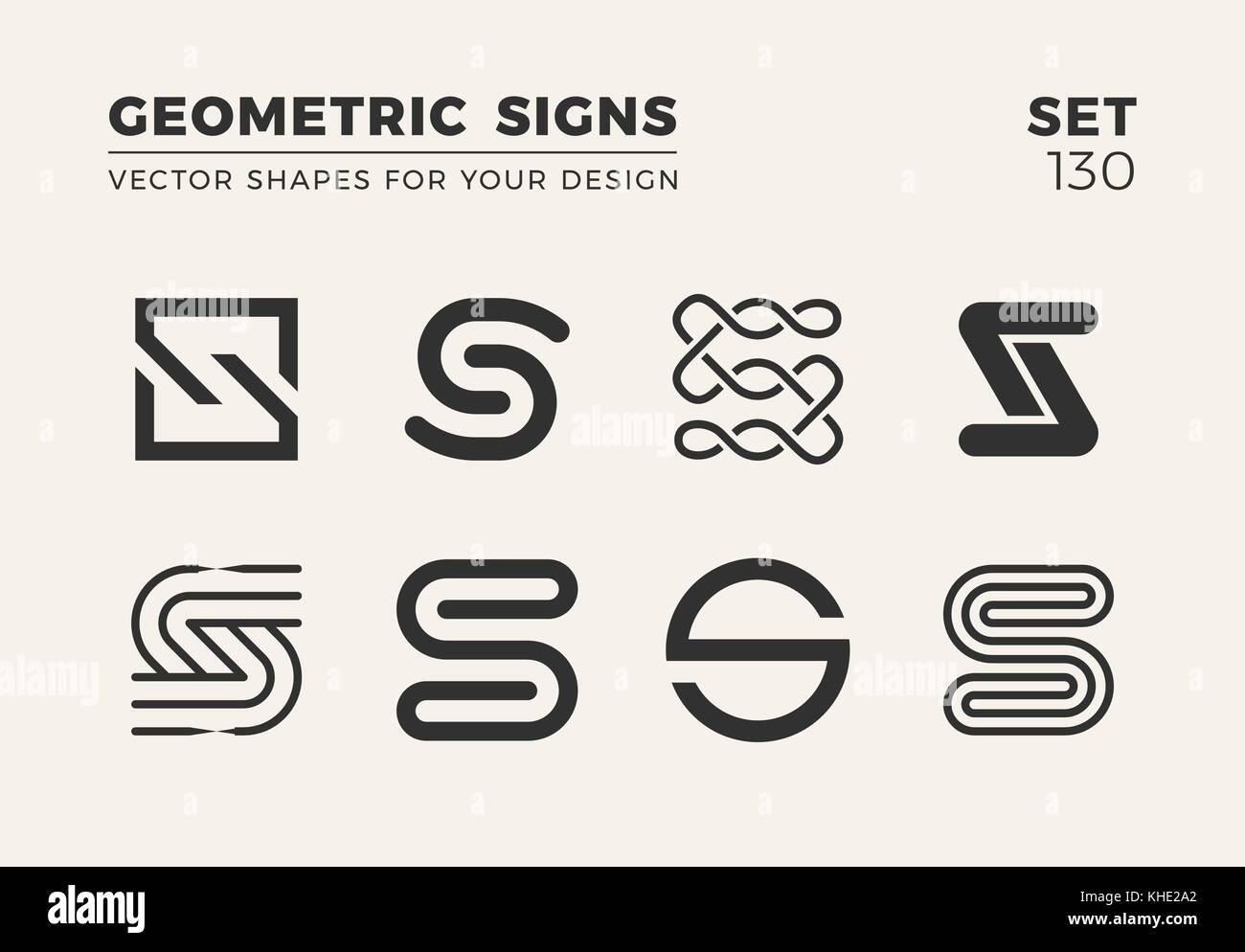 Set of eight minimalistic trendy shapes. Stylish vector logo emblems ...