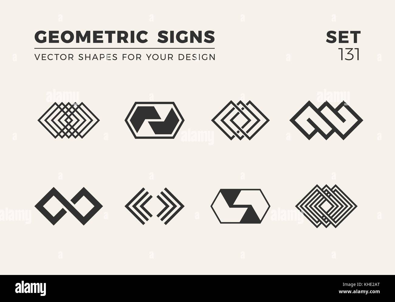 Set of eight minimalistic trendy shapes. Stylish vector logo emblems ...