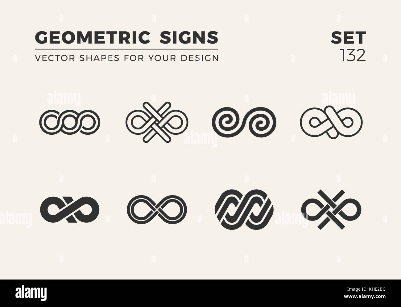 Set of eight minimalistic trendy shapes. Stylish vector logo emblems ...
