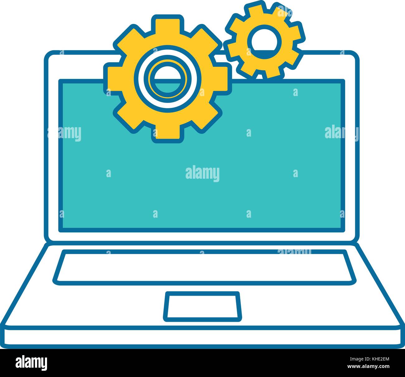 laptop computer with gears vector illustration design Stock Vector ...