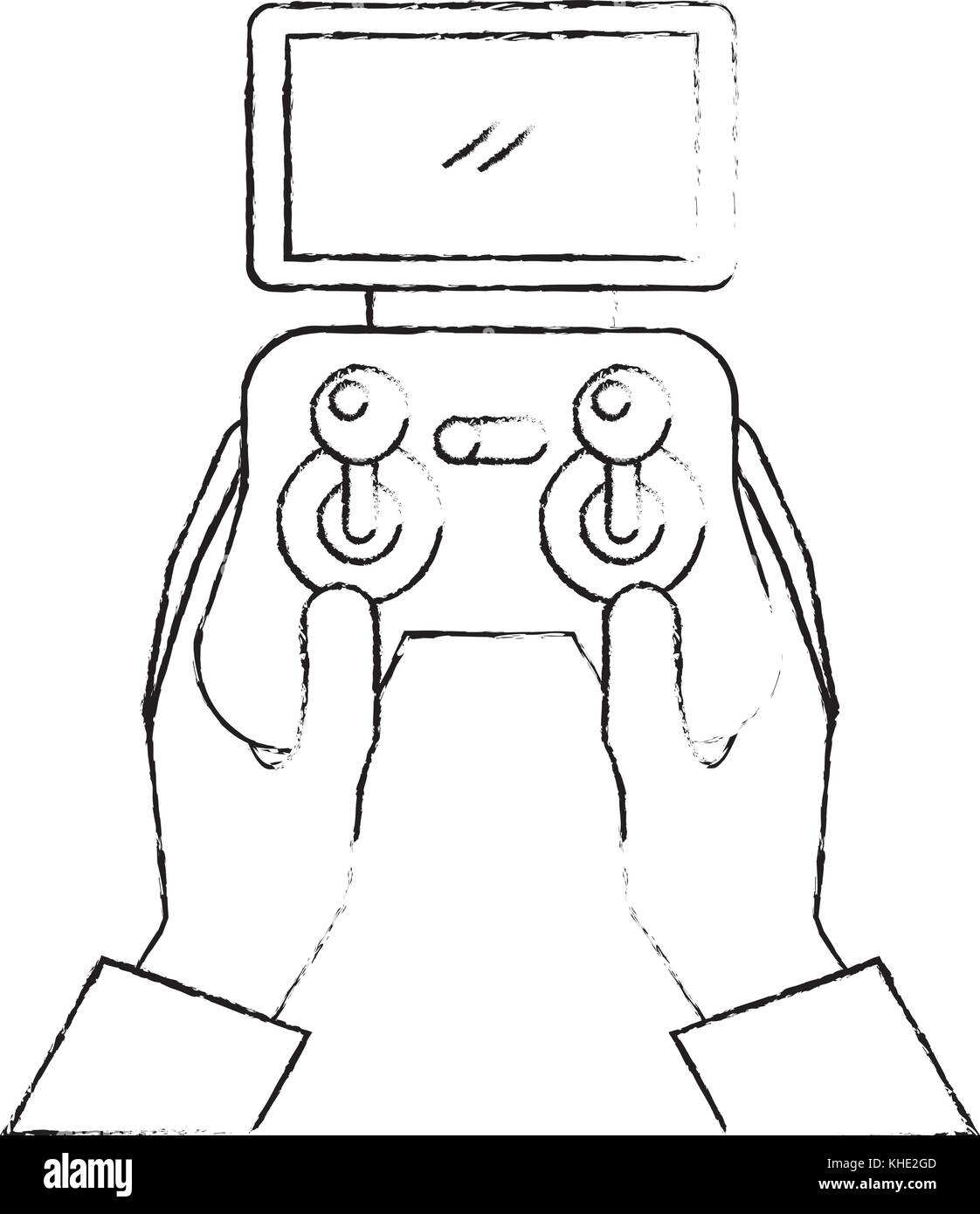 Hands at screen of digital pad Stock Vector Images - Alamy