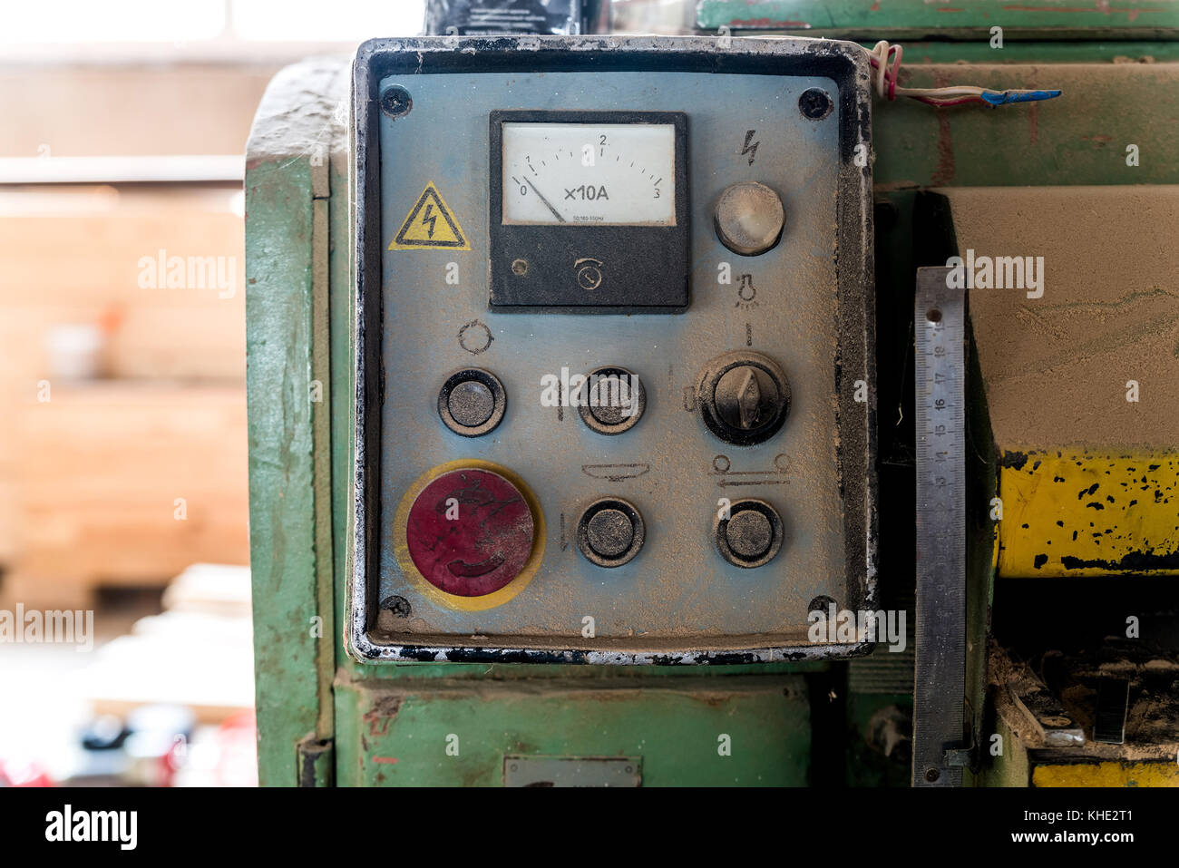 Close up old control board in carpenter's Stock Photo - Alamy