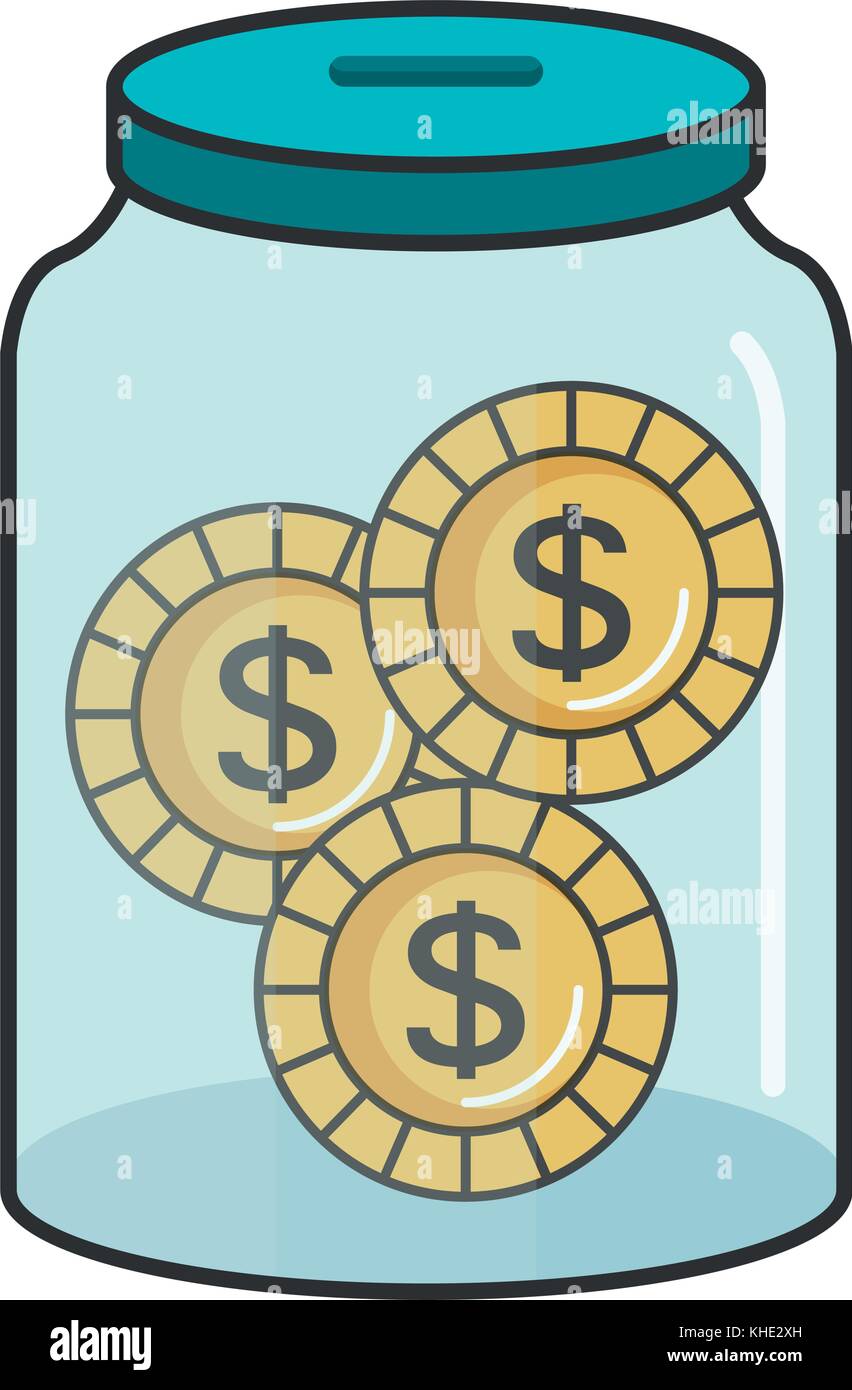 glass jar with coins money vector illustration design Stock Vector ...