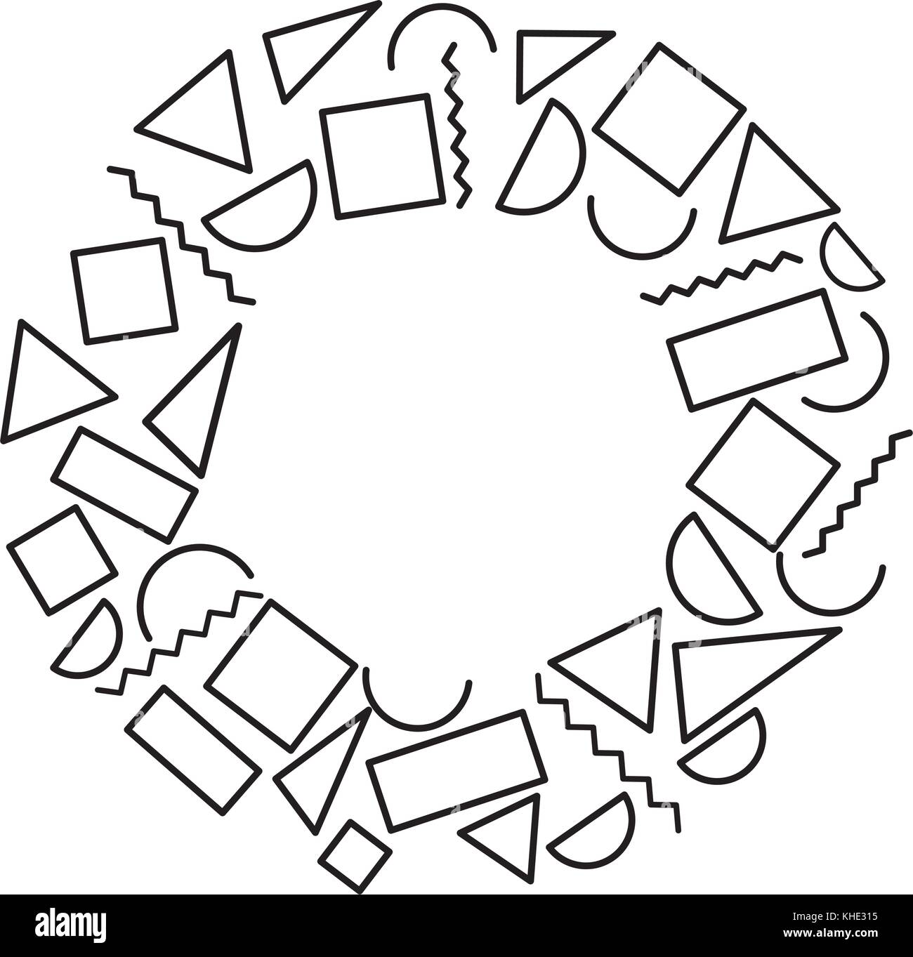 round background with different geometric figures theme abstract Stock ...