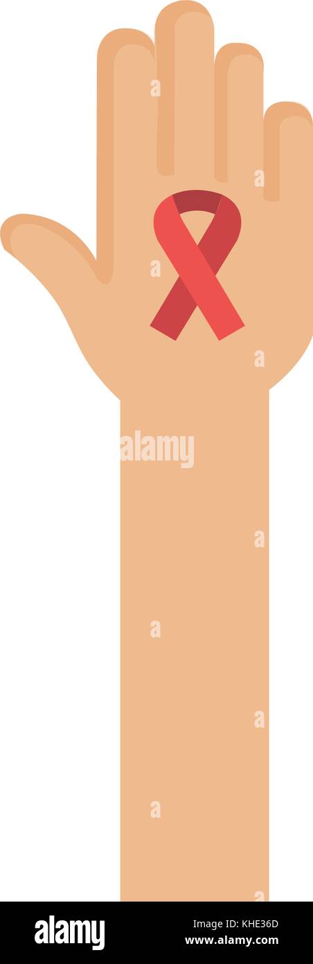 hand with ribbon campaign isolated icon vector illustration design ...