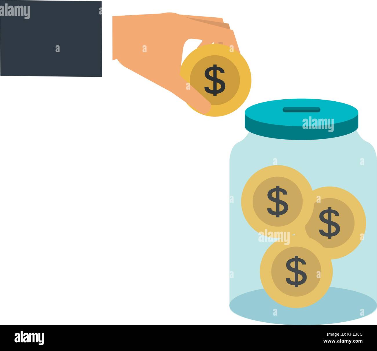 hand saver with glass jar and coins money vector illustration design ...