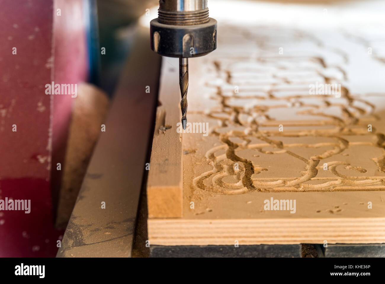Plywood drilling process close up hi-res stock photography and images ...