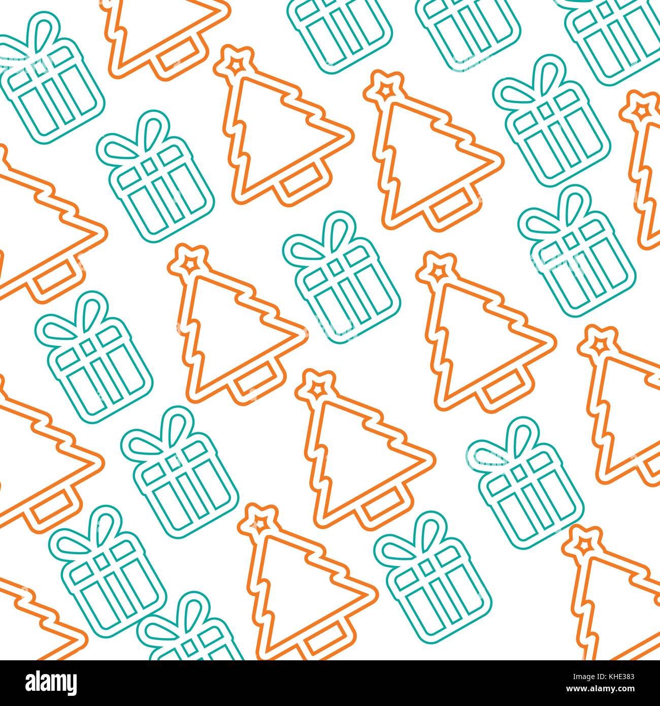 christmas background tree and gift traditional pattern design Stock ...