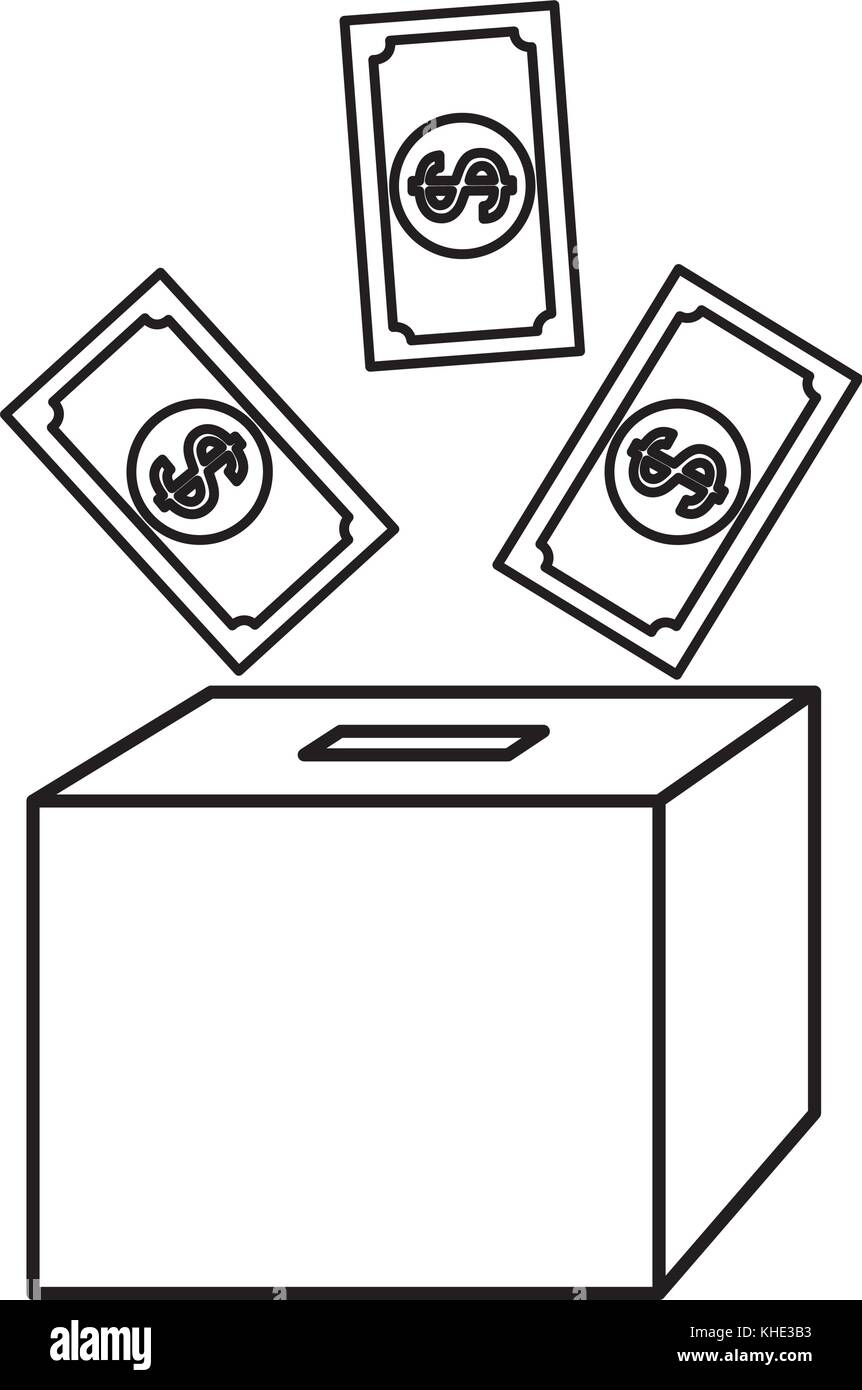 savings box with bills vector illustration design Stock Vector Image ...