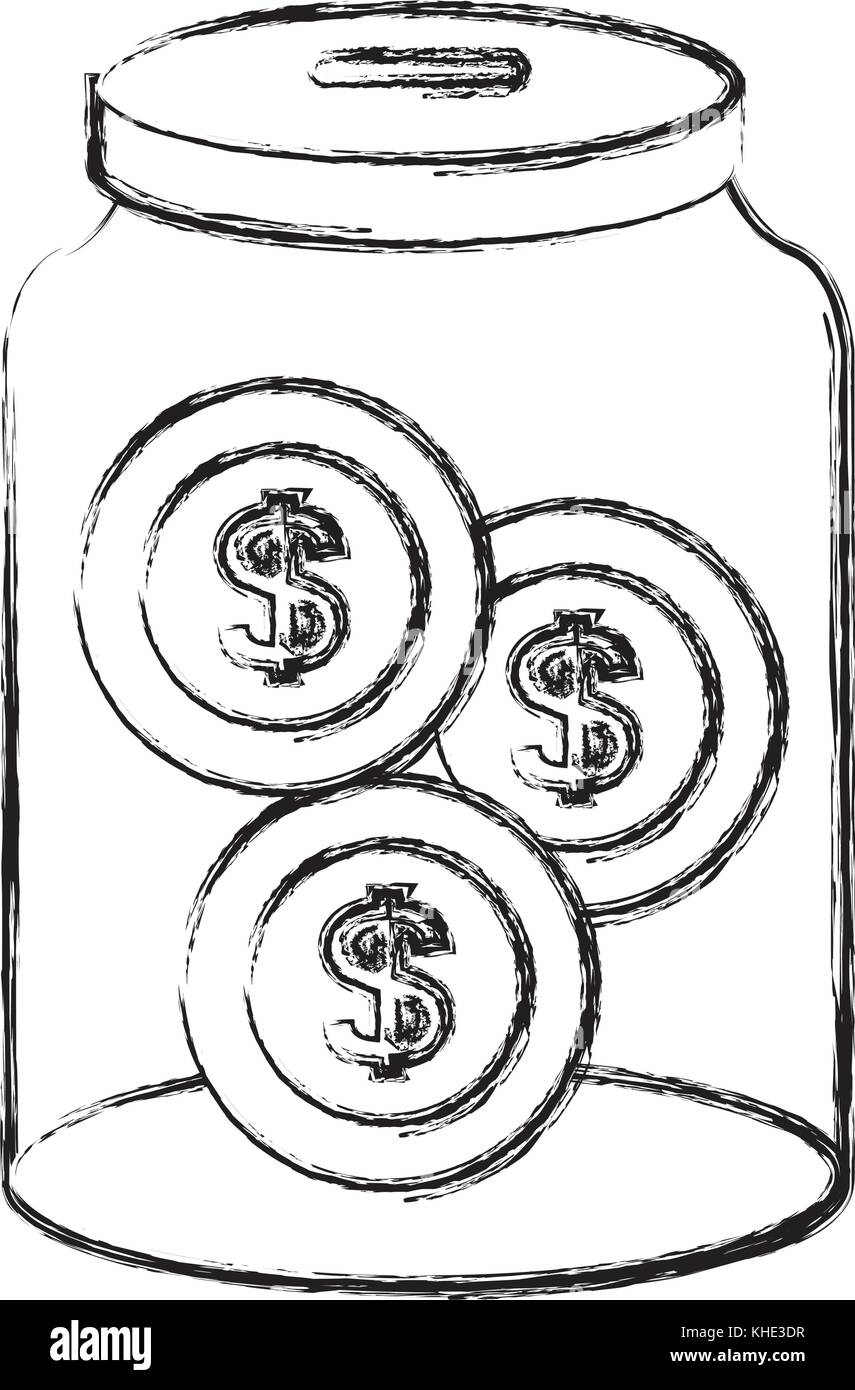 glass jar with coins money vector illustration design Stock Vector ...