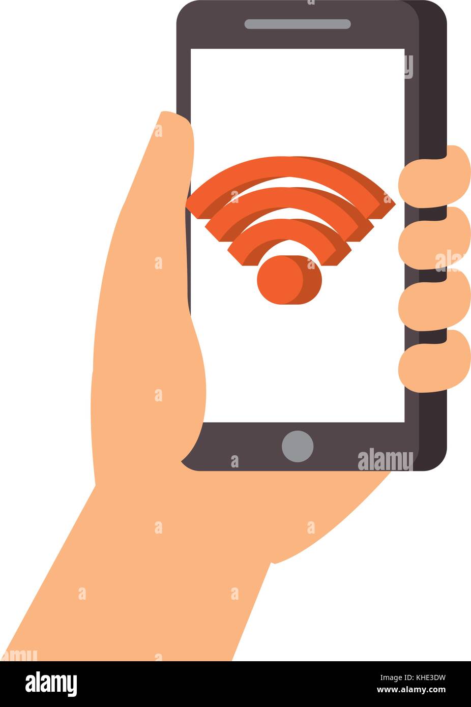 hand holding smartphone with wifi internet connection Stock Vector ...