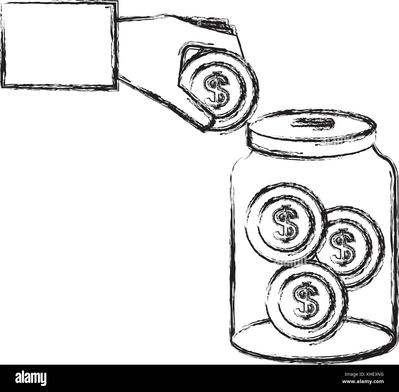 hand saver with glass jar and coins money vector illustration design ...