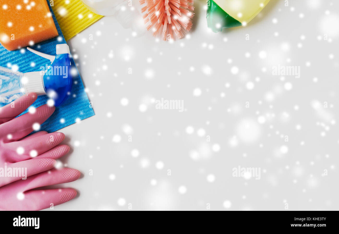 cleaning stuff on white background Stock Photo - Alamy