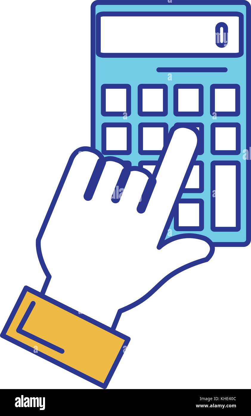 hand with calculator device isolated icon Stock Vector Image & Art - Alamy