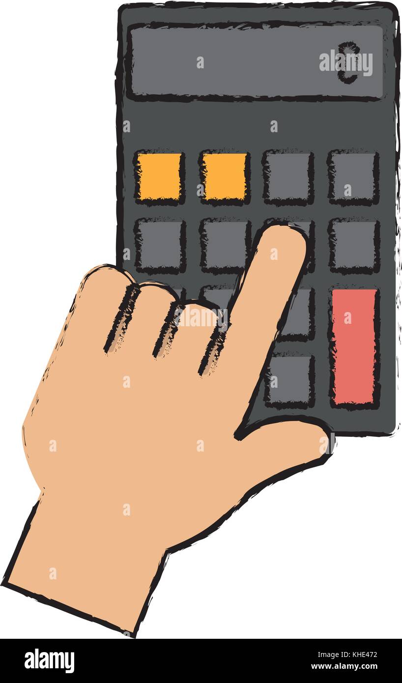 hand with calculator device isolated icon Stock Vector Image & Art - Alamy