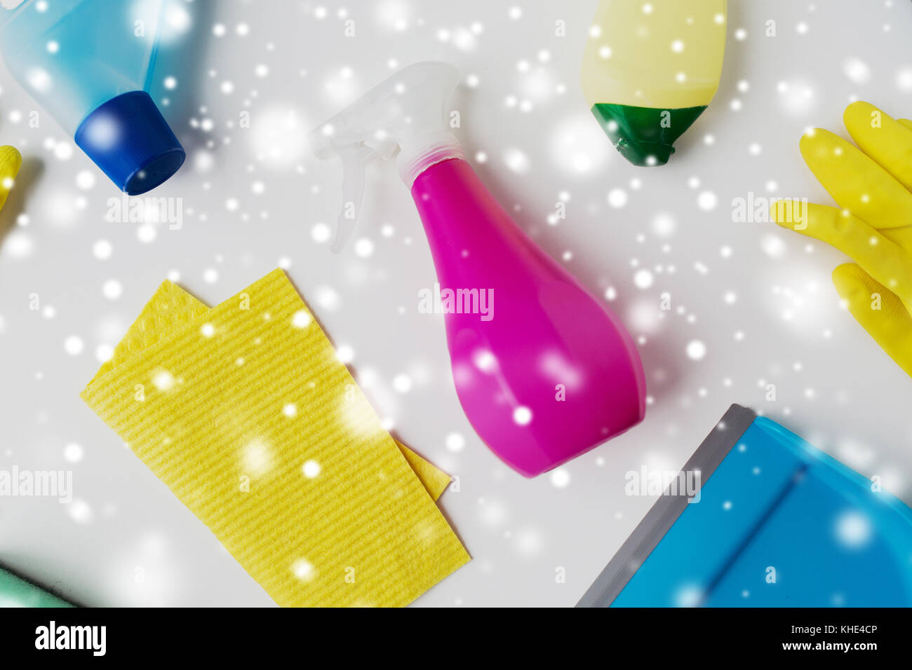 cleaning stuff on white background Stock Photo - Alamy