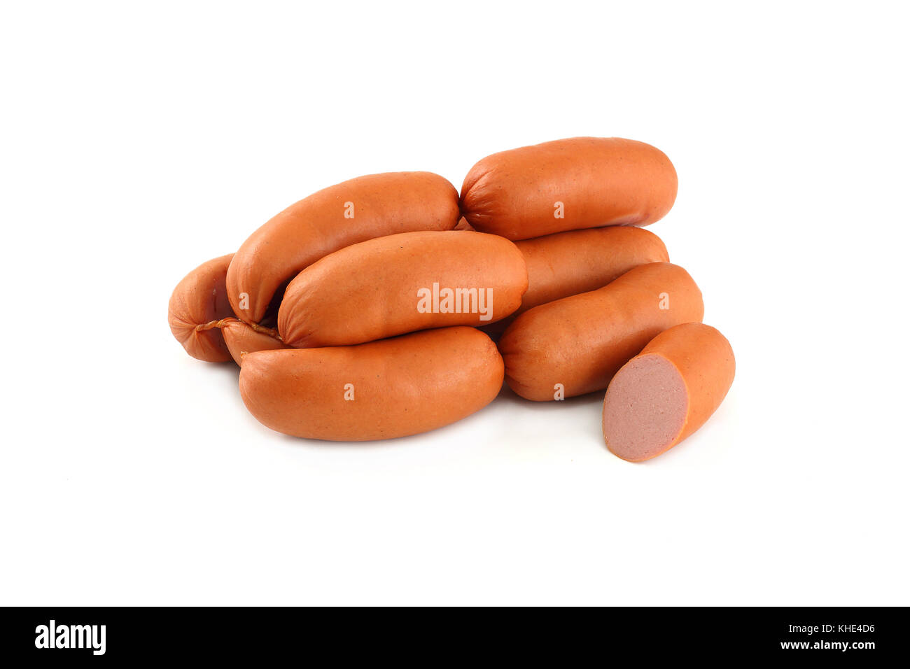 Sausages big on a white background Stock Photo - Alamy