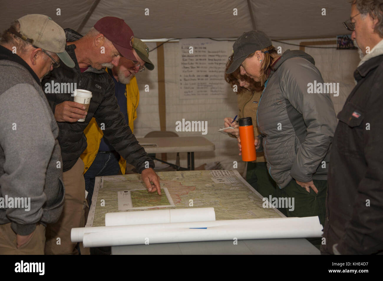 Briefing of firefighters at the Pioneer Fire. The Pioneer Fire located ...