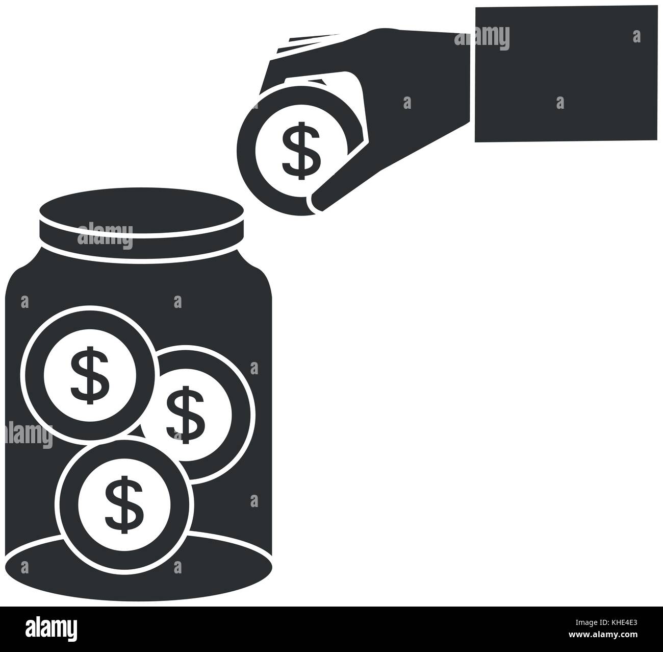 hand saver with glass jar and coins money Stock Vector Image & Art - Alamy