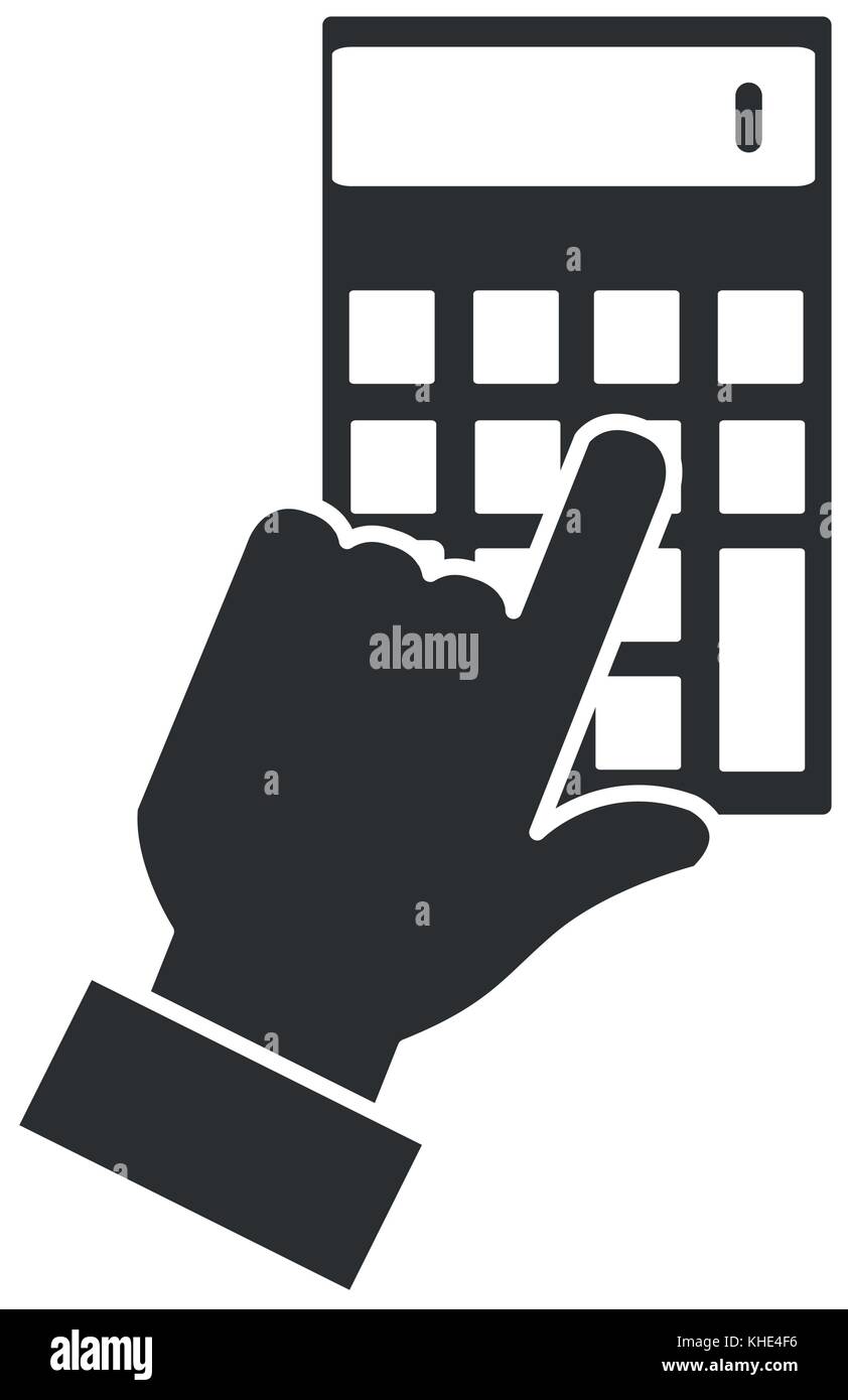 hand with calculator device isolated icon Stock Vector Image & Art - Alamy