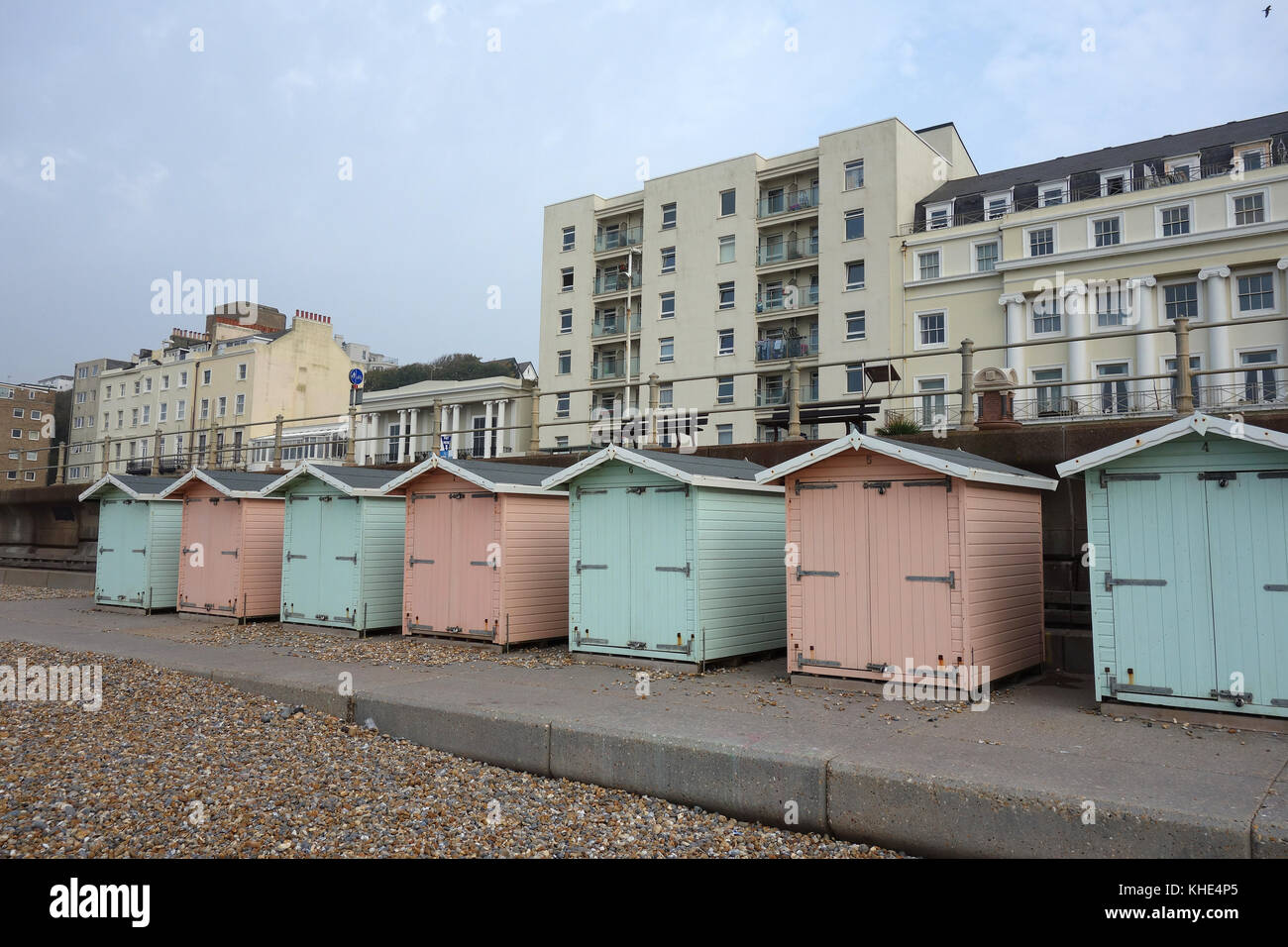 Closed Beach huts on Hastings beach Stock Photo - Alamy