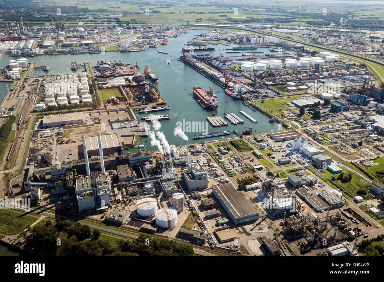 ROTTERDAM, THE NETHERLANDS - SEP 3, 2017: Aerial view of a sea ...
