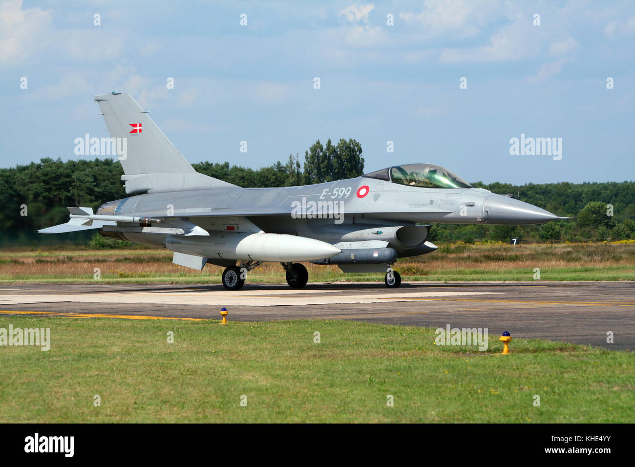 KLEINE BROGEL, BELGIUM - JULY 17: Royal Danish Air Force F-16 fighter ...