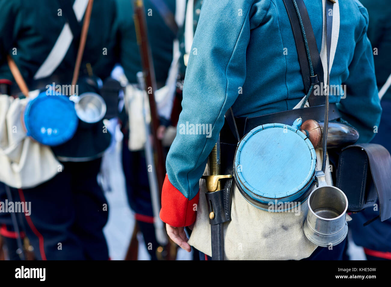 19th century european soldier carrying their military supplies Stock ...