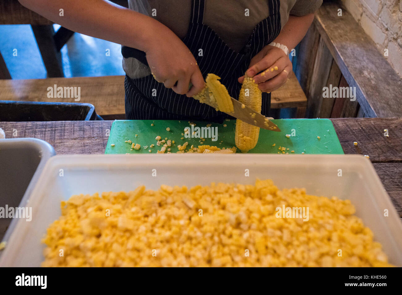 Timber Pizza Company staff prepare organic ingredients for the ...