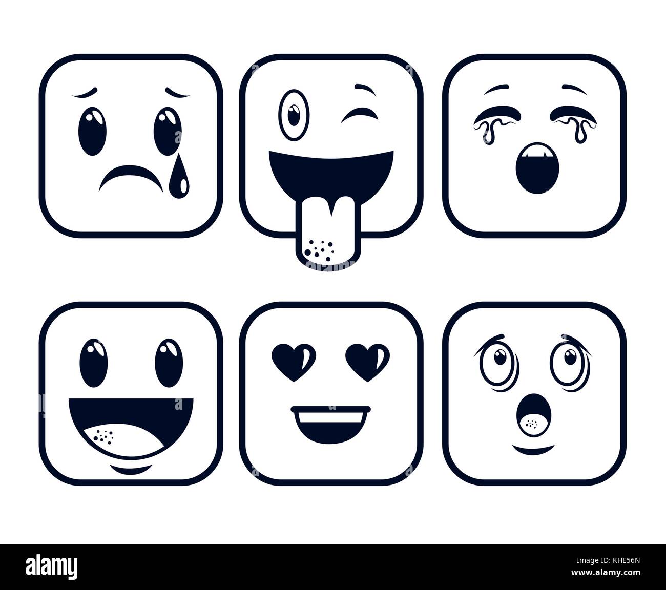cute emoji emoticons emotional faces icons Stock Vector Image & Art - Alamy
