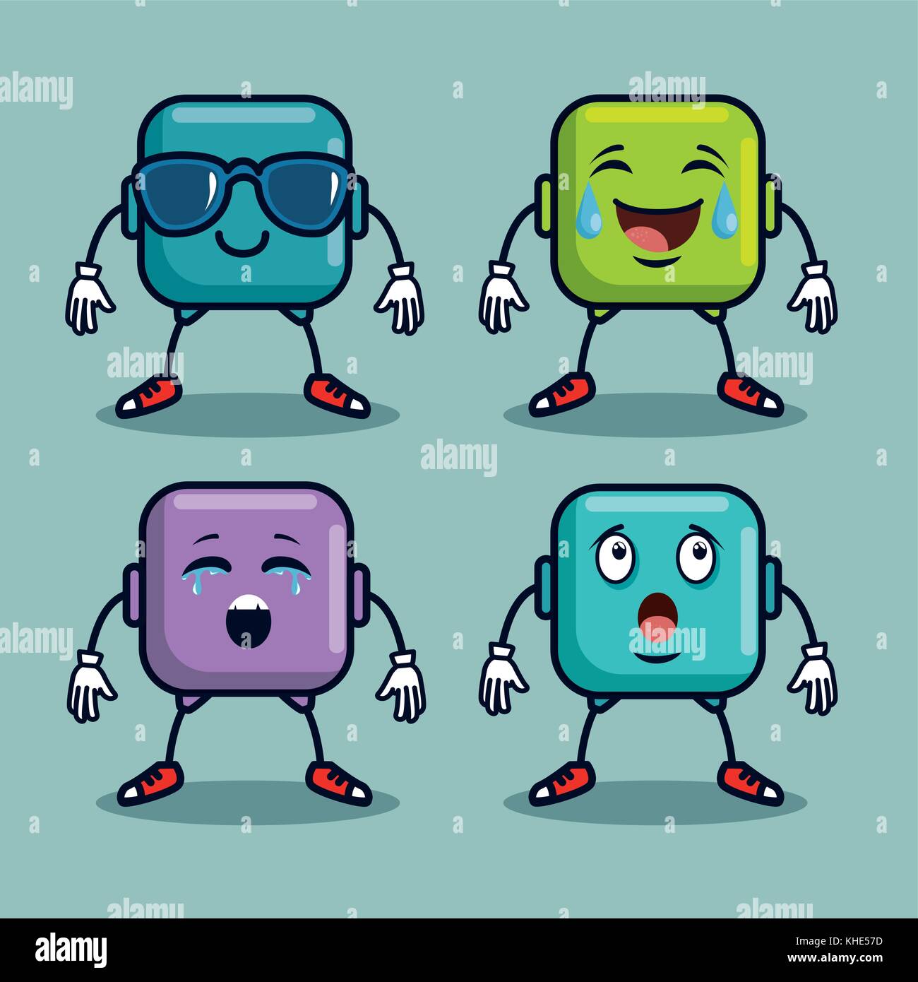 cute emoji emoticons emotional faces icons Stock Vector Image & Art - Alamy