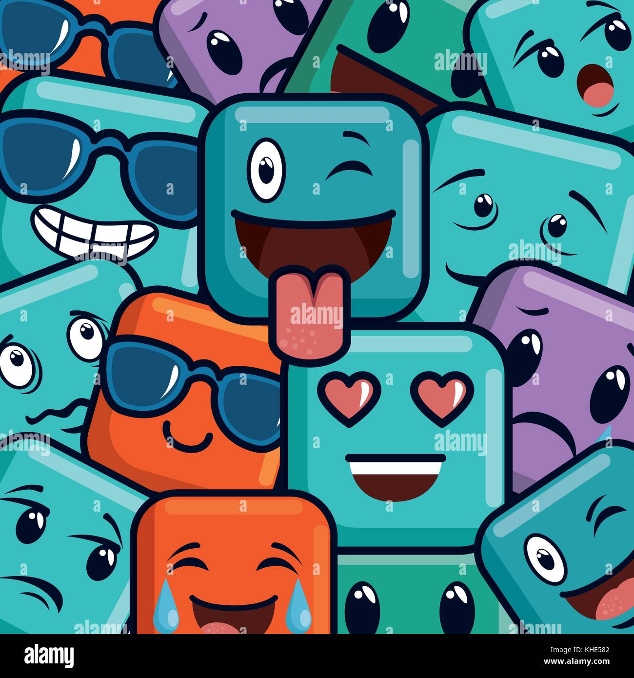 cute emoji emoticons emotional faces icons Stock Vector Image & Art - Alamy