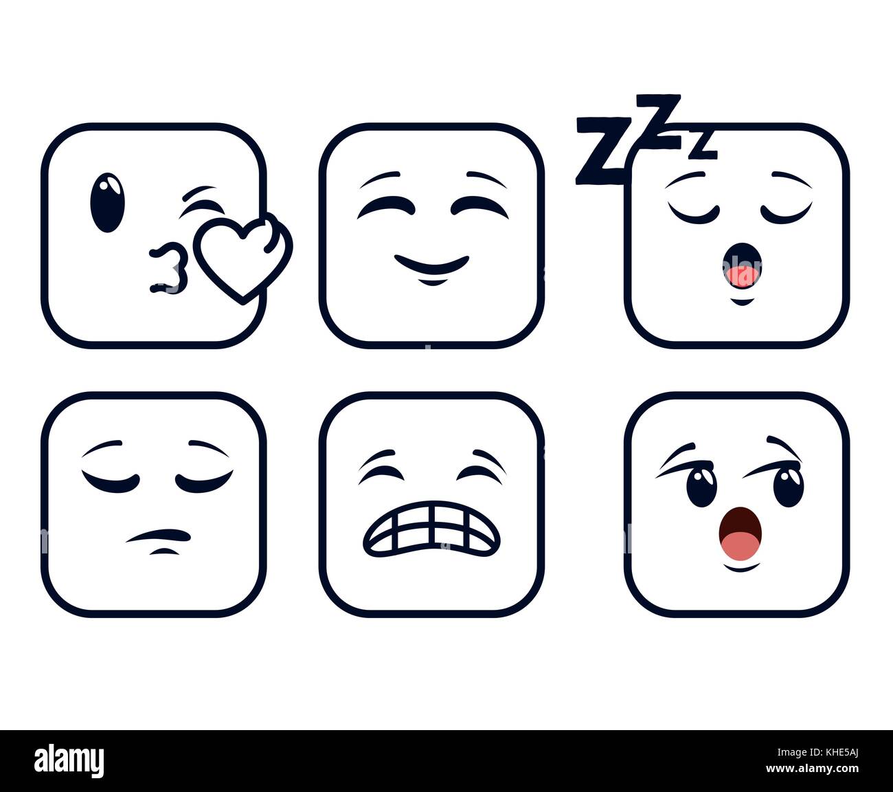 cute emoji emoticons emotional faces icons Stock Vector Image & Art - Alamy