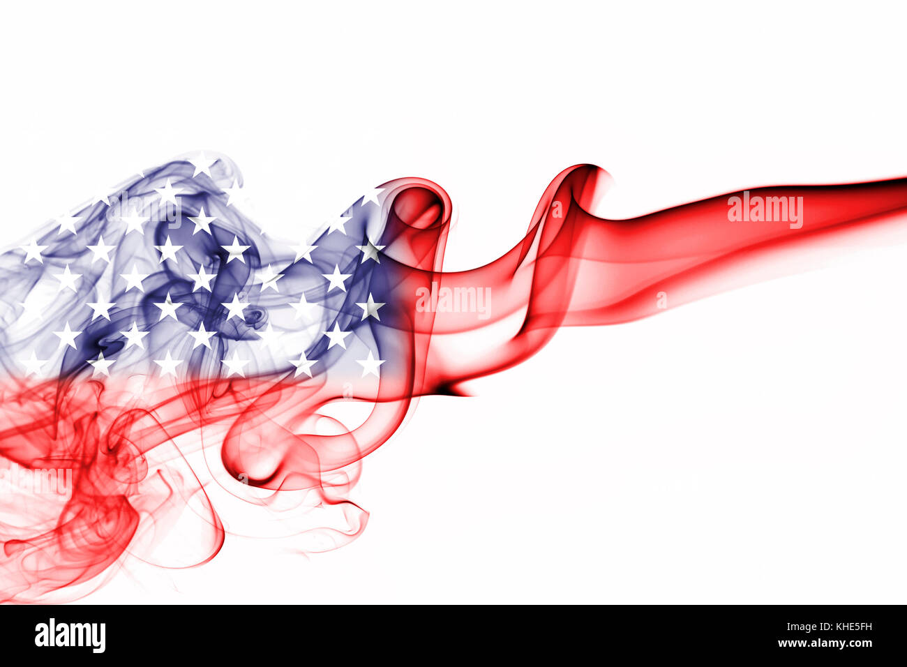 National smoke flag of United States of America isolated on white ...