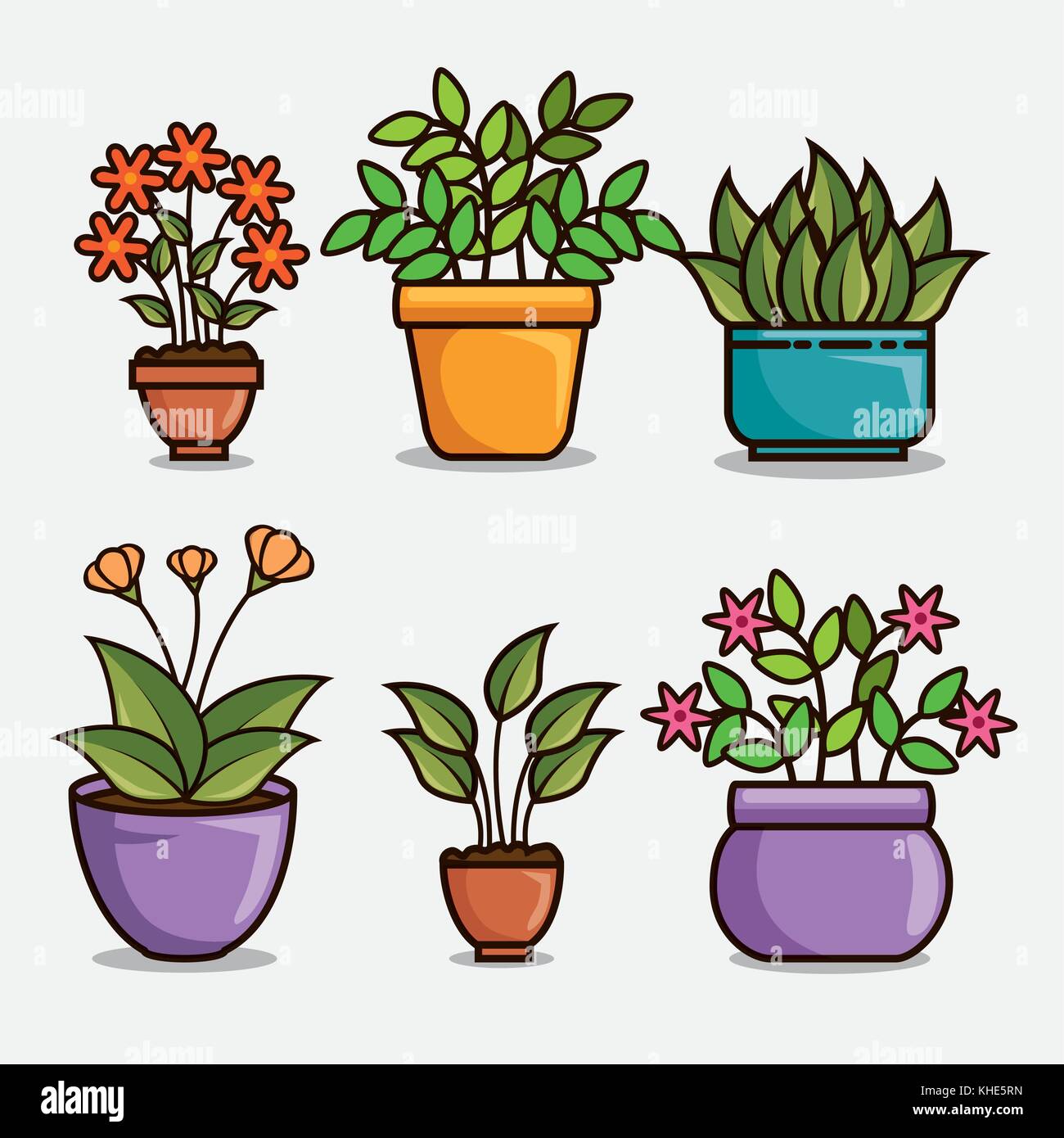 cute beautiful house plants cartoons Stock Vector Image & Art - Alamy