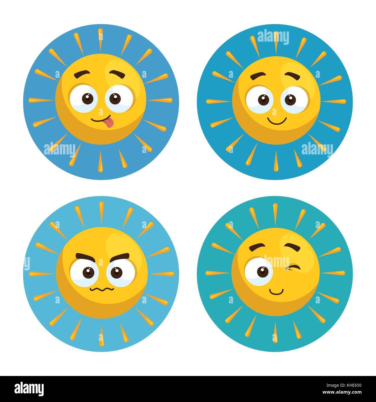 Set summer sun faces hi-res stock photography and images - Alamy