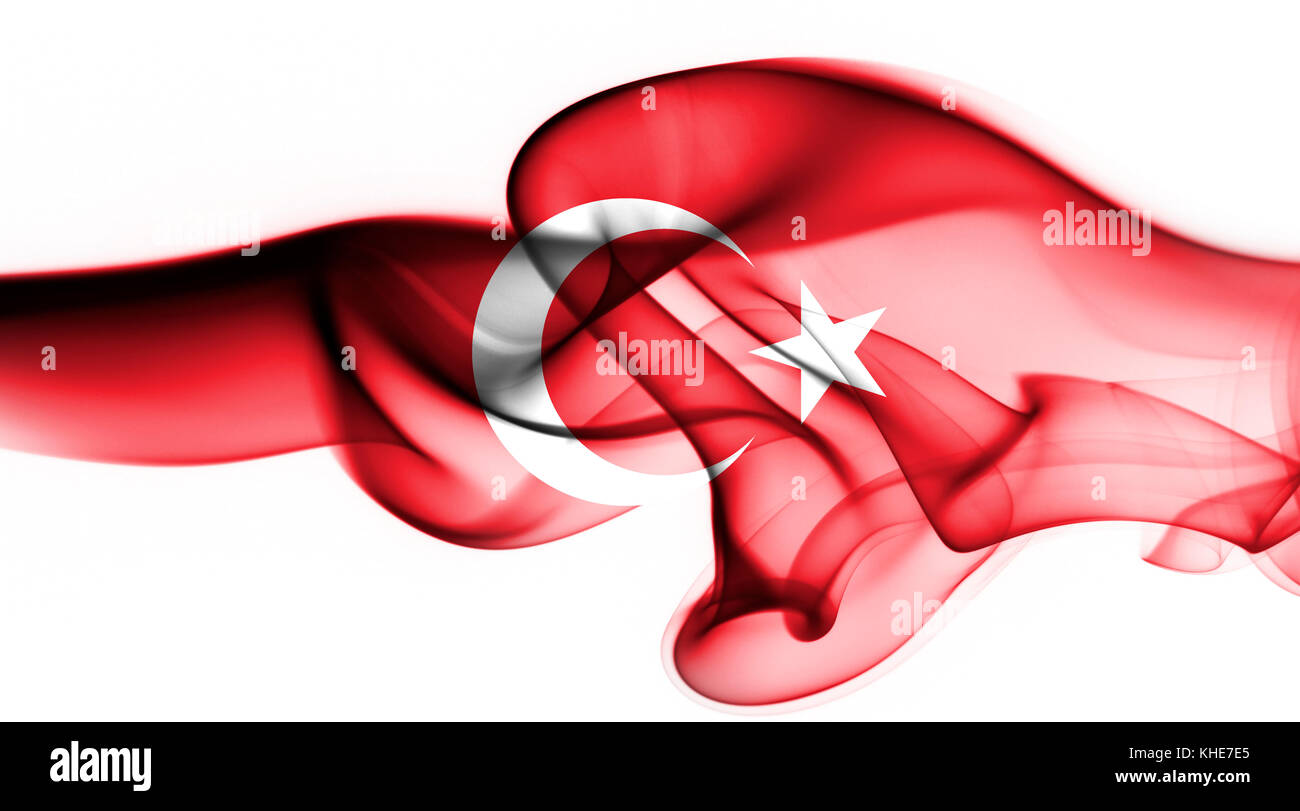 National smoke flag of Turkey isolated on white background Stock Photo ...