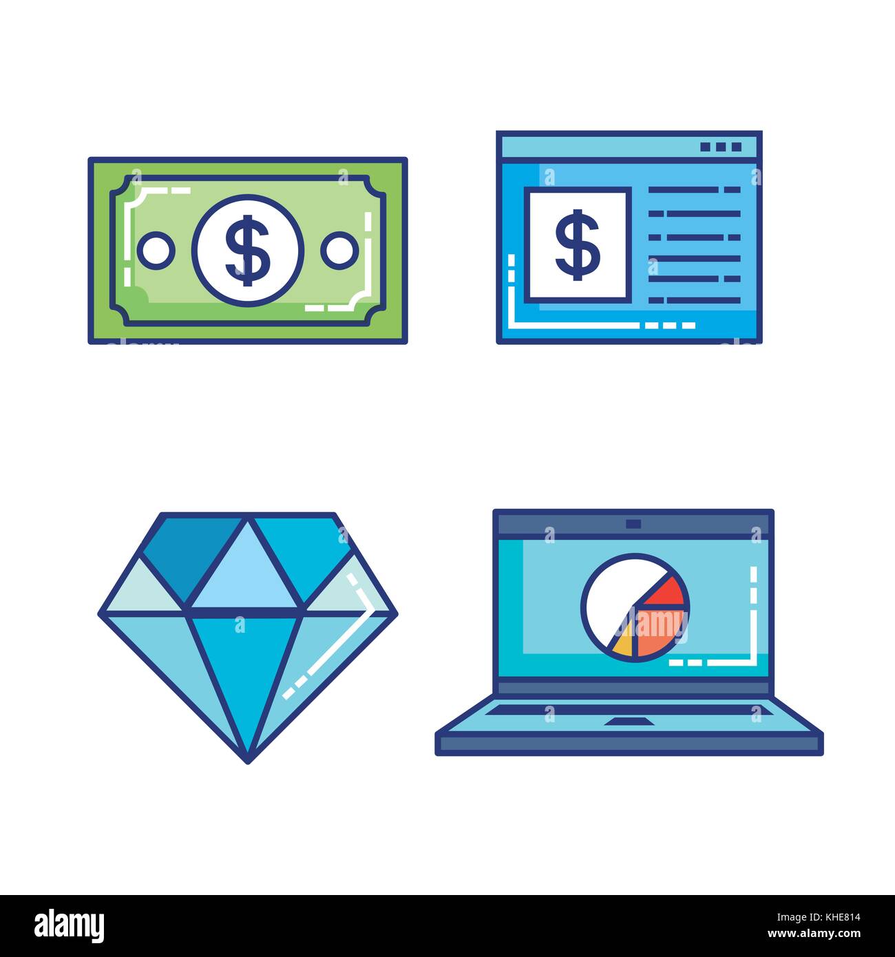 fintech set flat icons Stock Vector Image & Art - Alamy