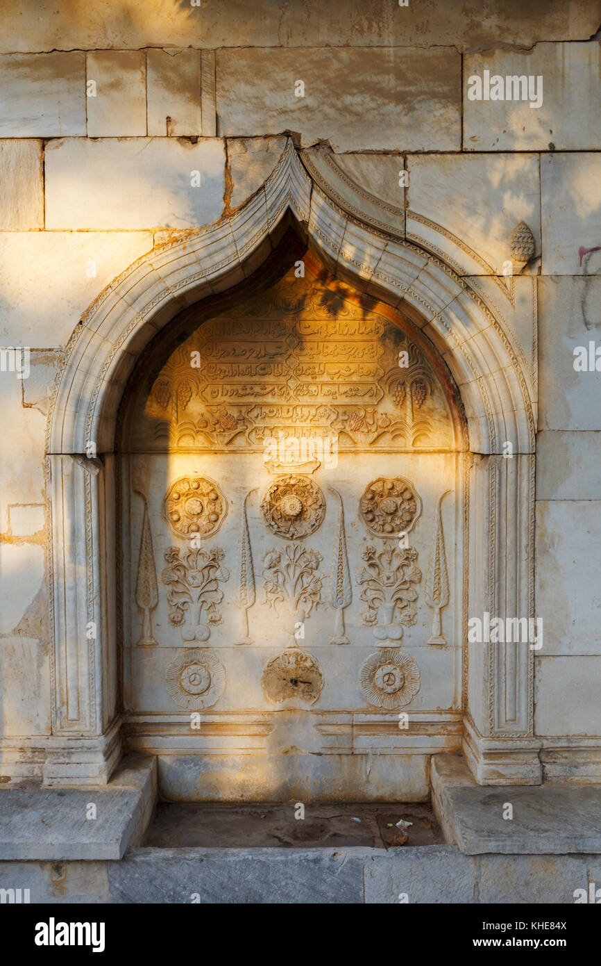 Turkish fountain with characteristic pointed arch in the old town of ...