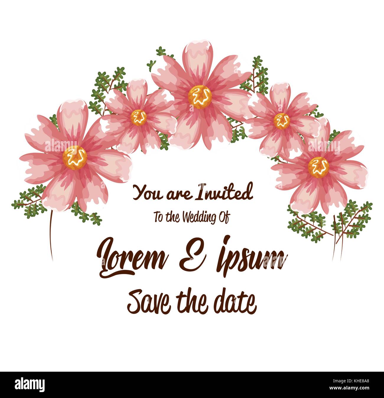 wedding invitation with flowers Stock Vector Image & Art - Alamy