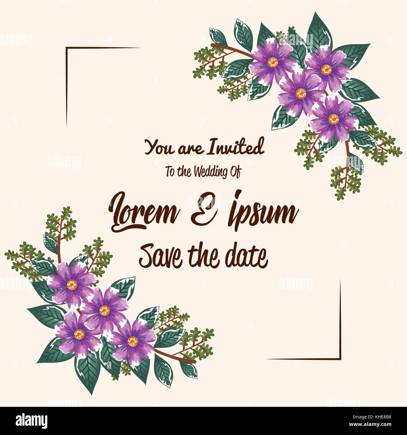 wedding invitation with flowers Stock Vector Image & Art - Alamy