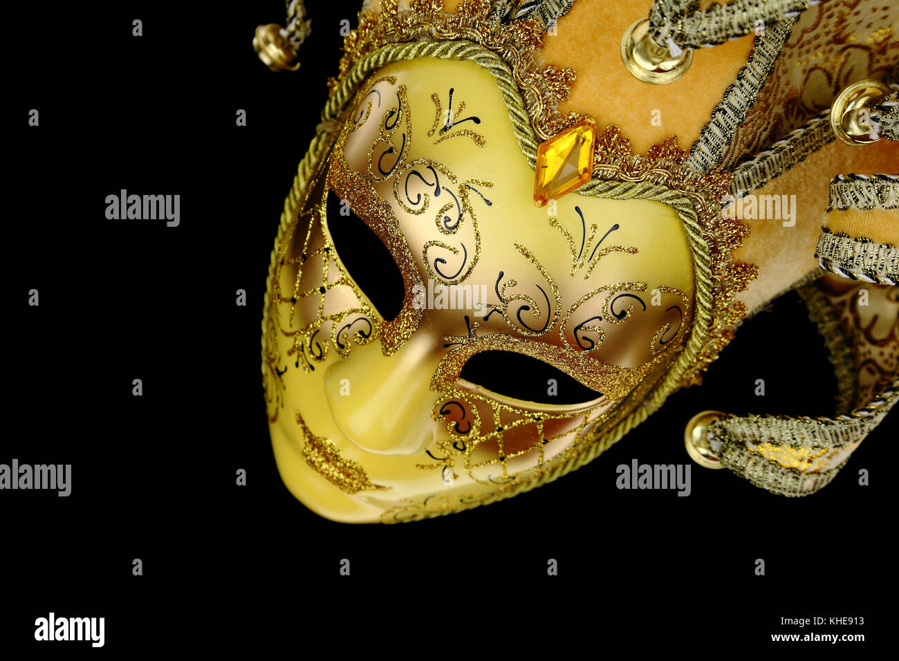 Vintage venetian carnival mask on black background Stock Photo - Alamy
