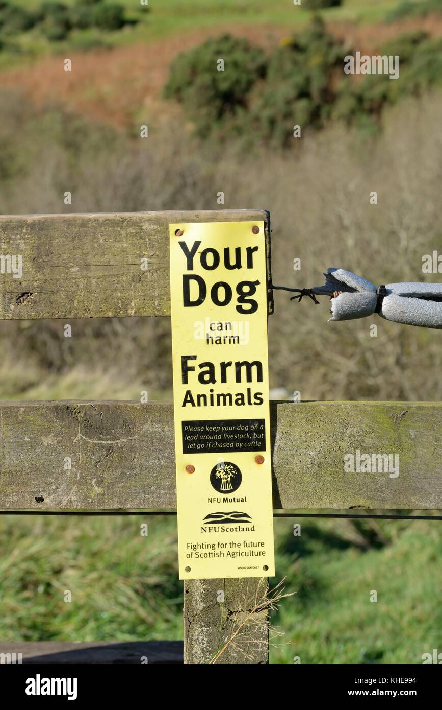 A sign from the National Farmers Union warning of the harm done to farm ...