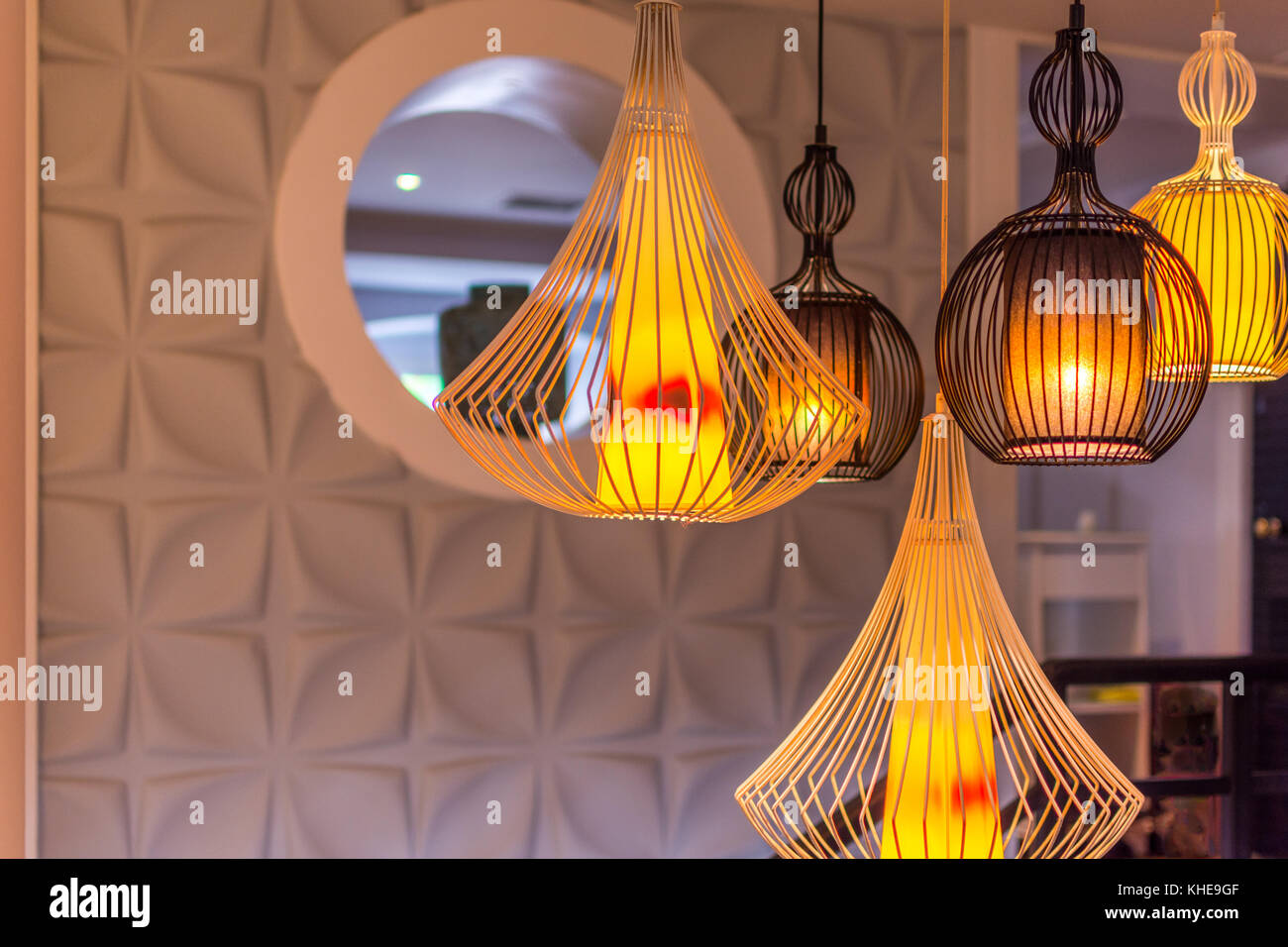 Beautiful modern light hanging from a ceiling Stock Photo - Alamy