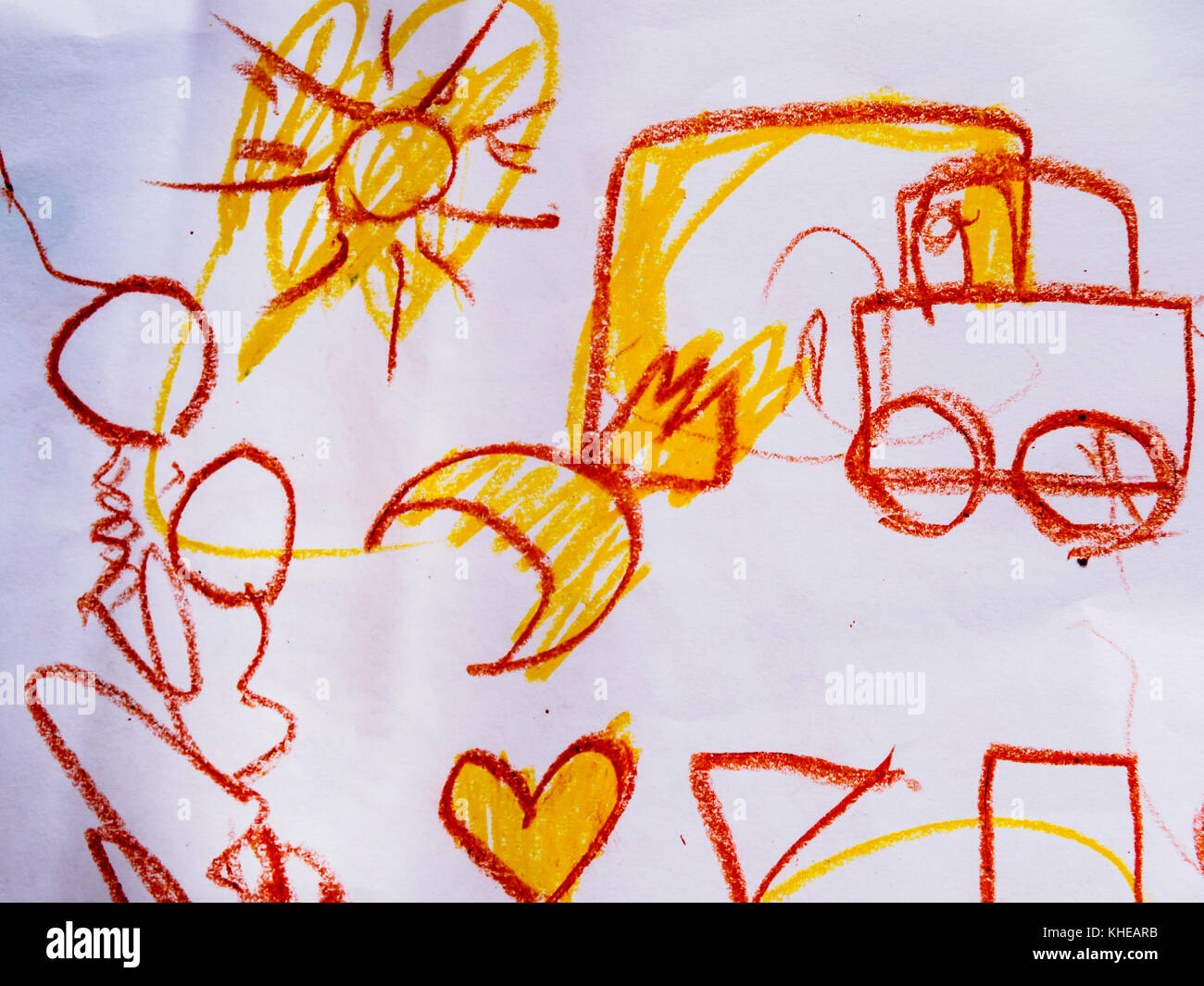 Child drawing crayon wall hi-res stock photography and images - Alamy