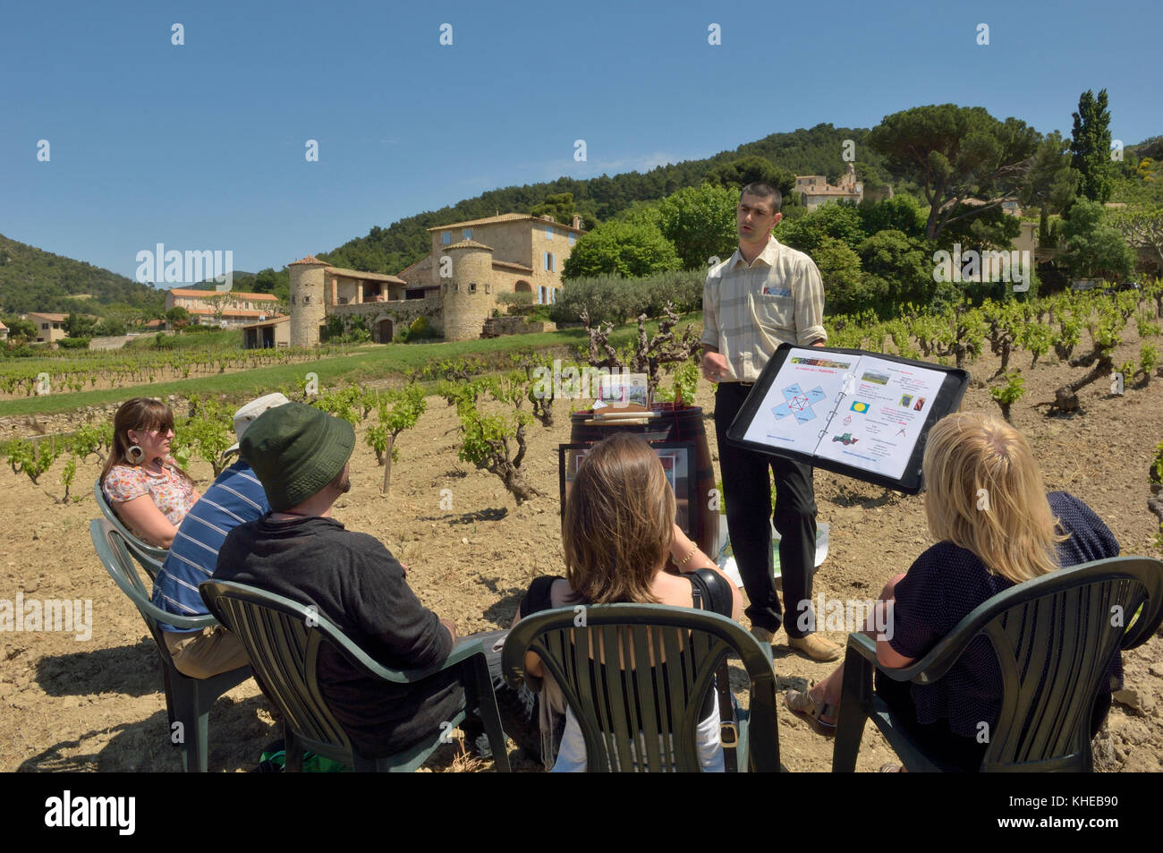 Wine tasting class at the vineyards of Gigondas Stock Photo - Alamy