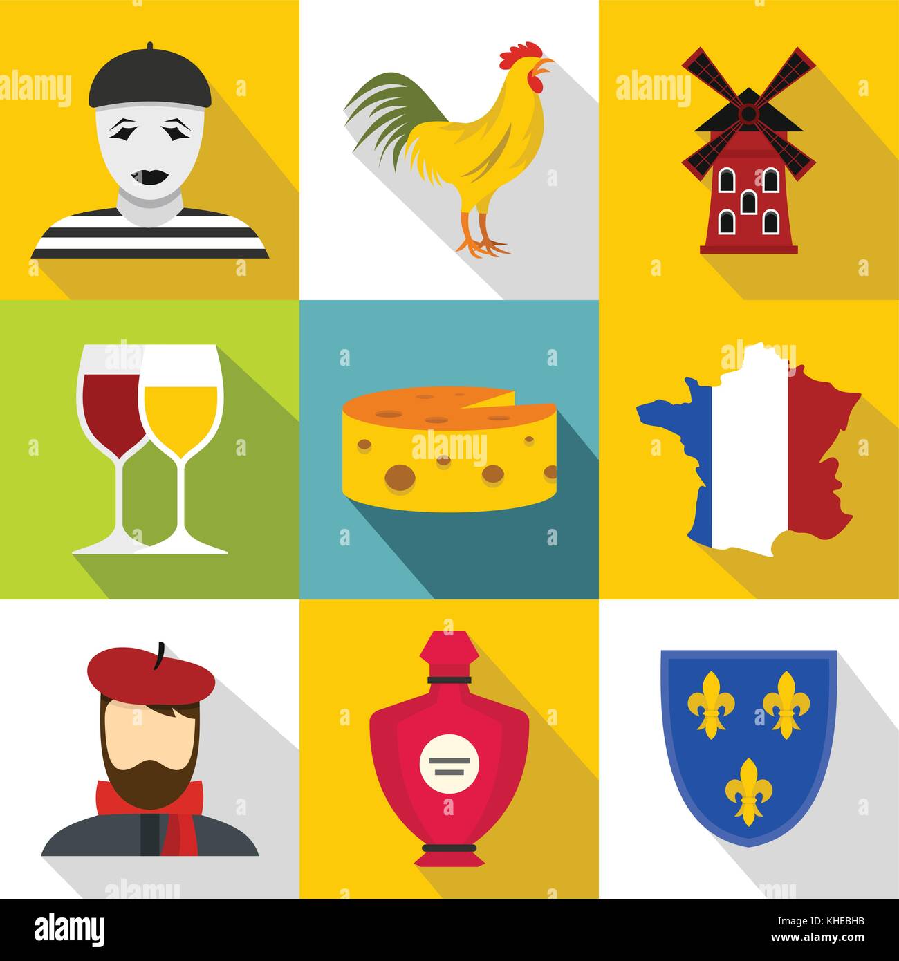 Stay in France icons set, flat style Stock Vector Image & Art - Alamy