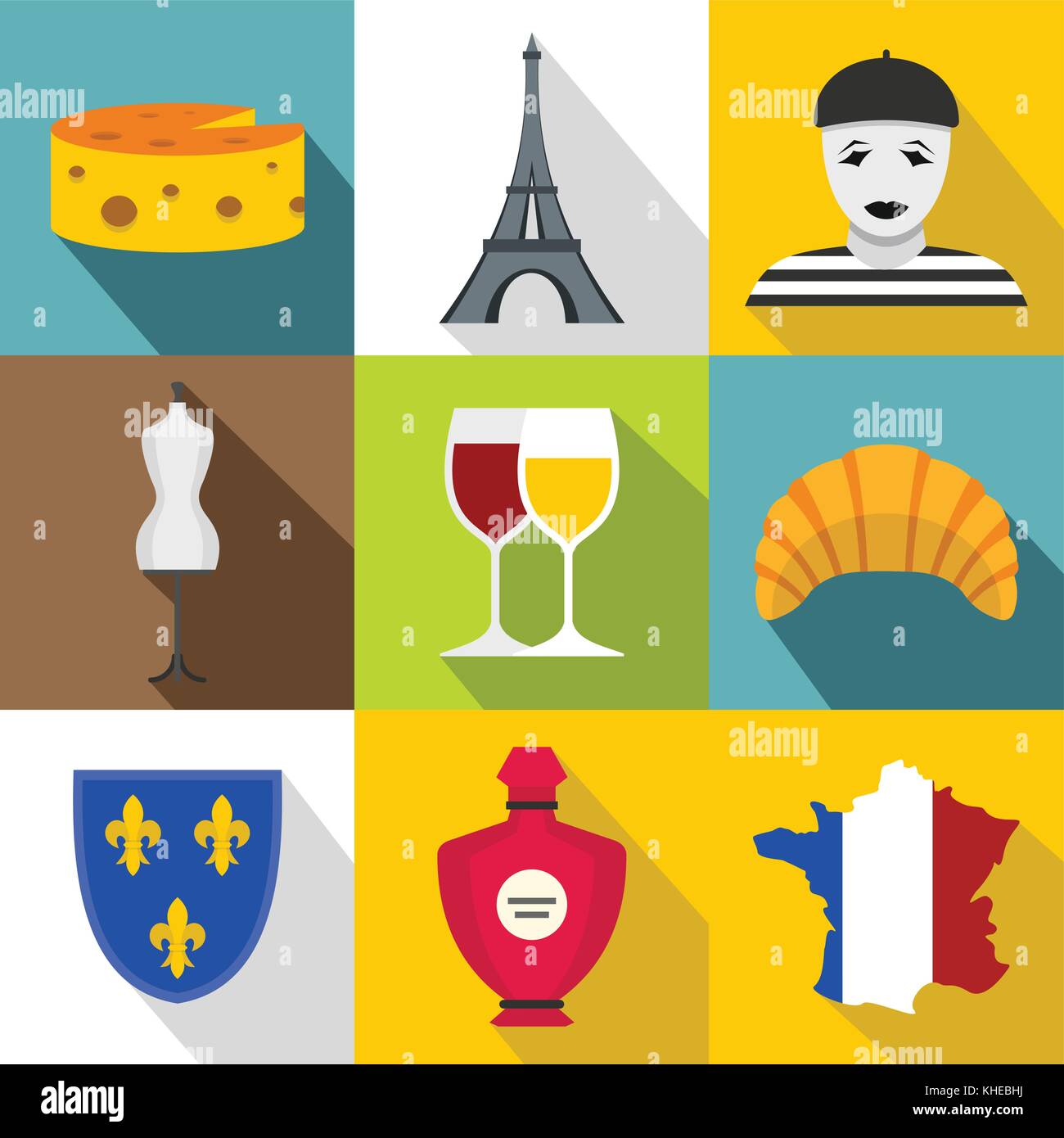 Country of France icons set, flat style Stock Vector Image & Art - Alamy