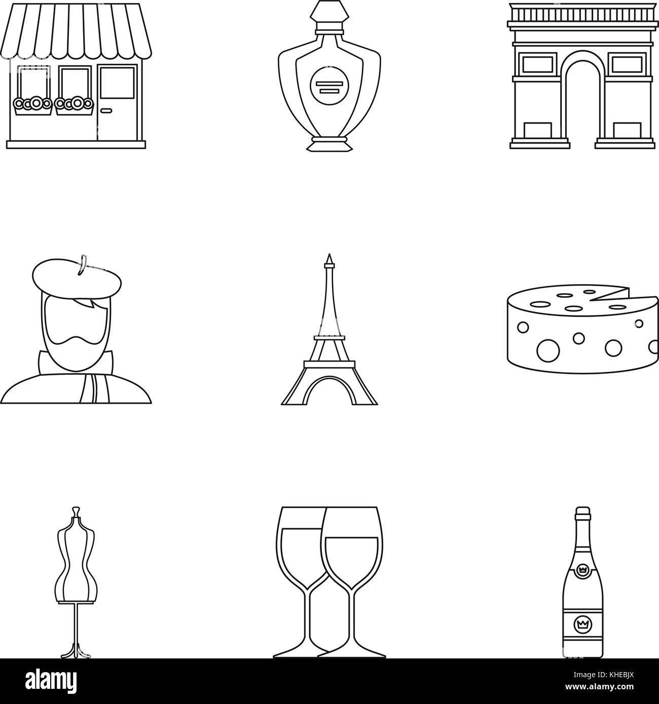 France Republic icons set, outline style Stock Vector Image & Art - Alamy