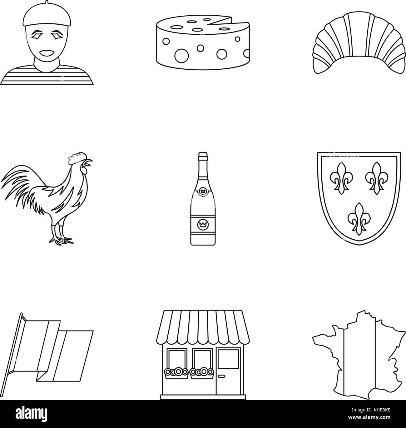 Country of France icons set, outline style Stock Vector Image & Art - Alamy